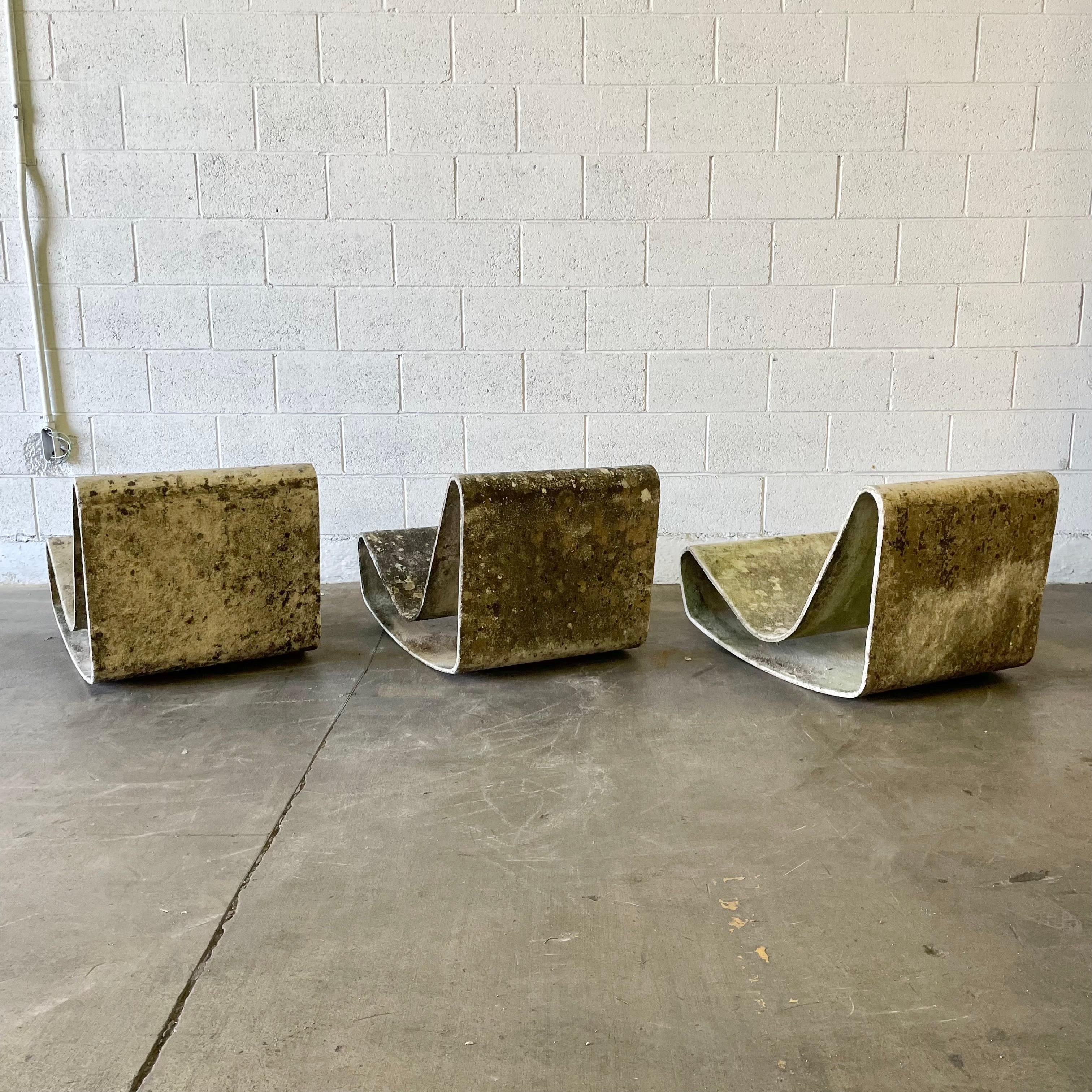 Set of Three Vintage Willy Guhl Concrete Loop Chairs For Sale at 1stDibs