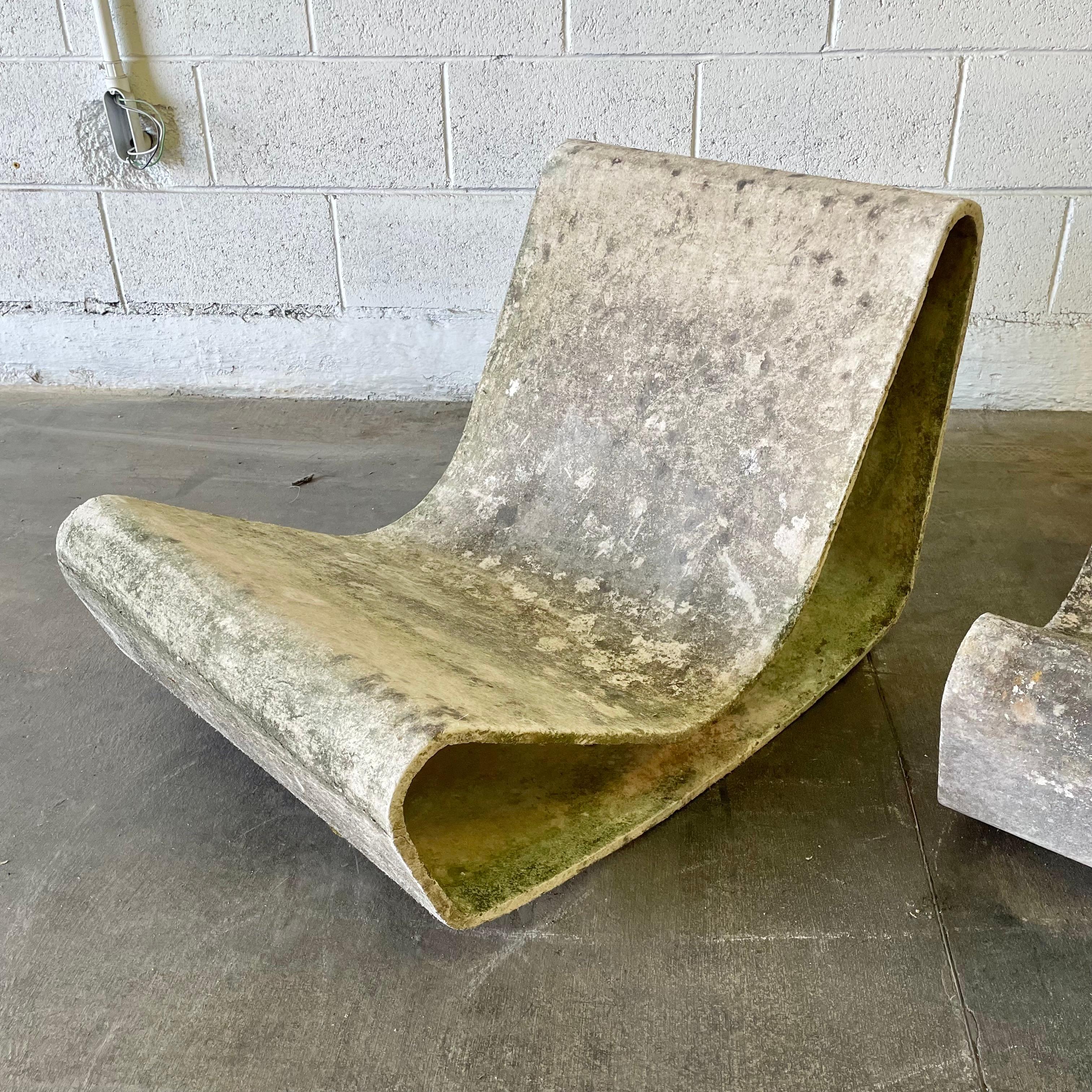 Set of Three Vintage Willy Guhl Concrete Loop Chairs For Sale at 1stDibs
