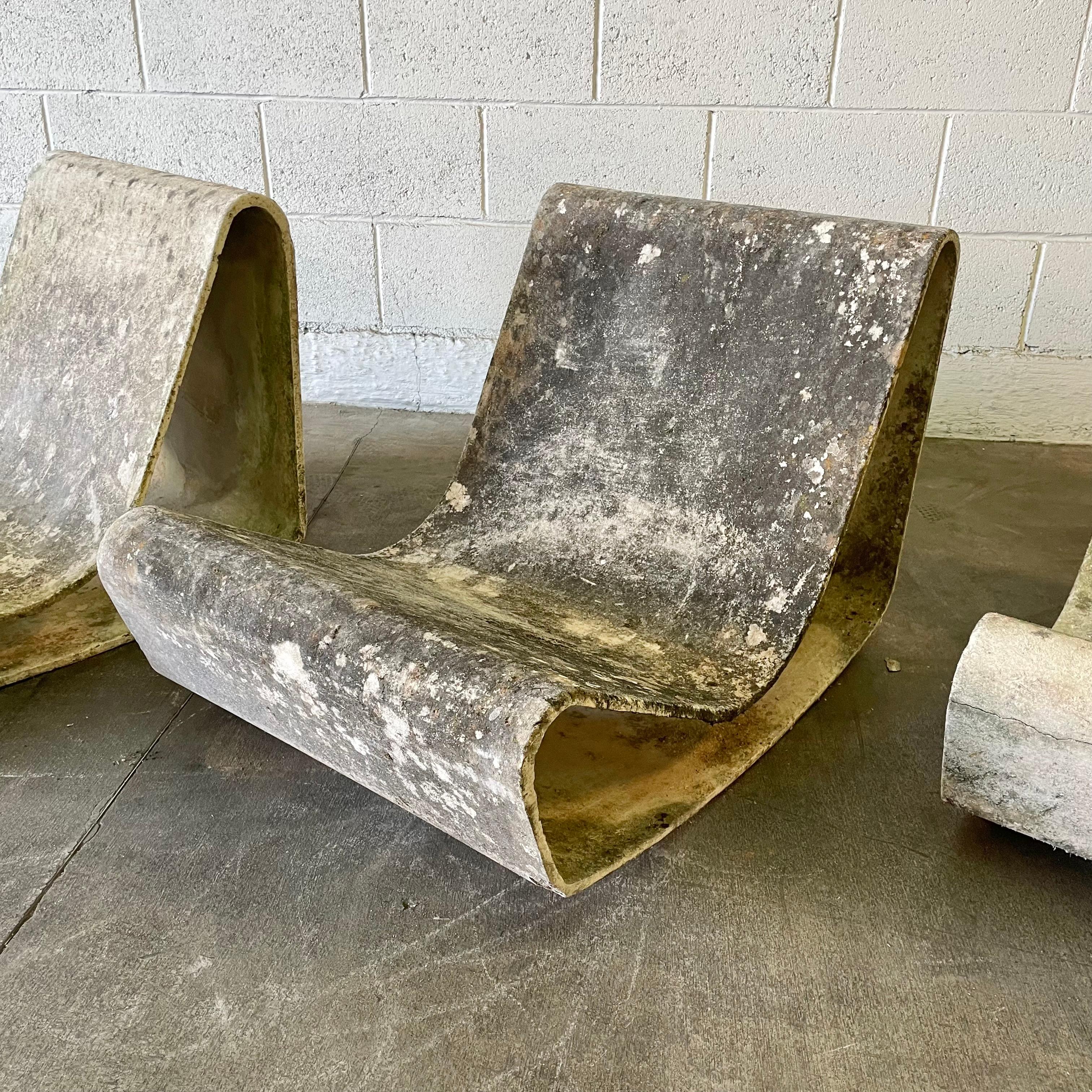 Set of Three Vintage Willy Guhl Concrete Loop Chairs For Sale at 1stDibs