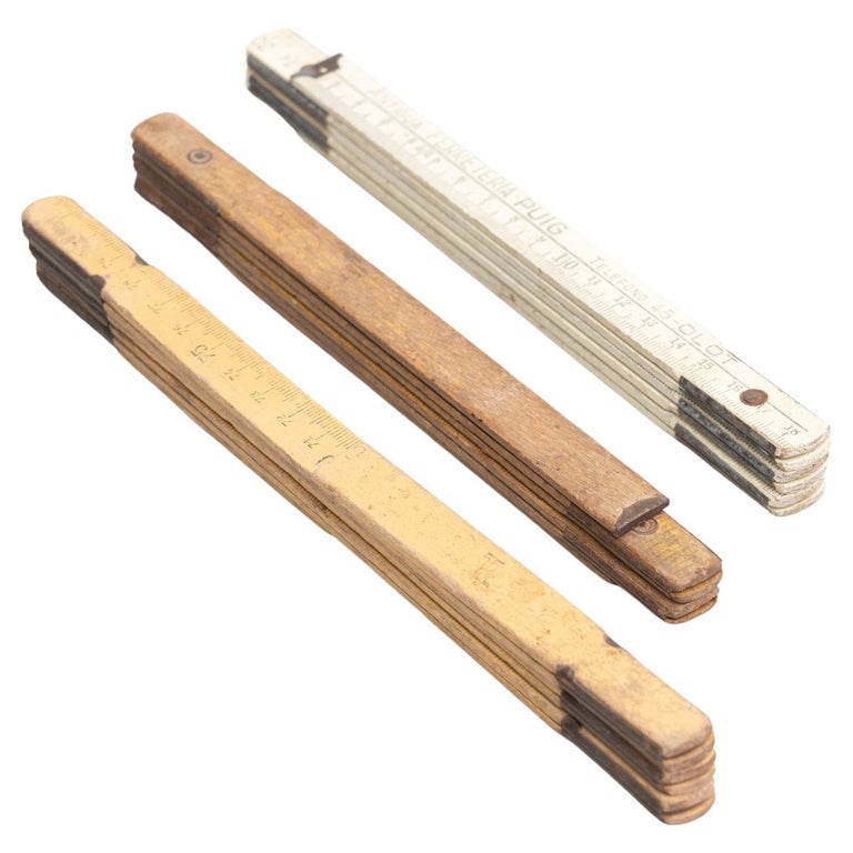 Set of Three Vintage Wooden Measuring Sticks, circa 1950 For Sale at ...