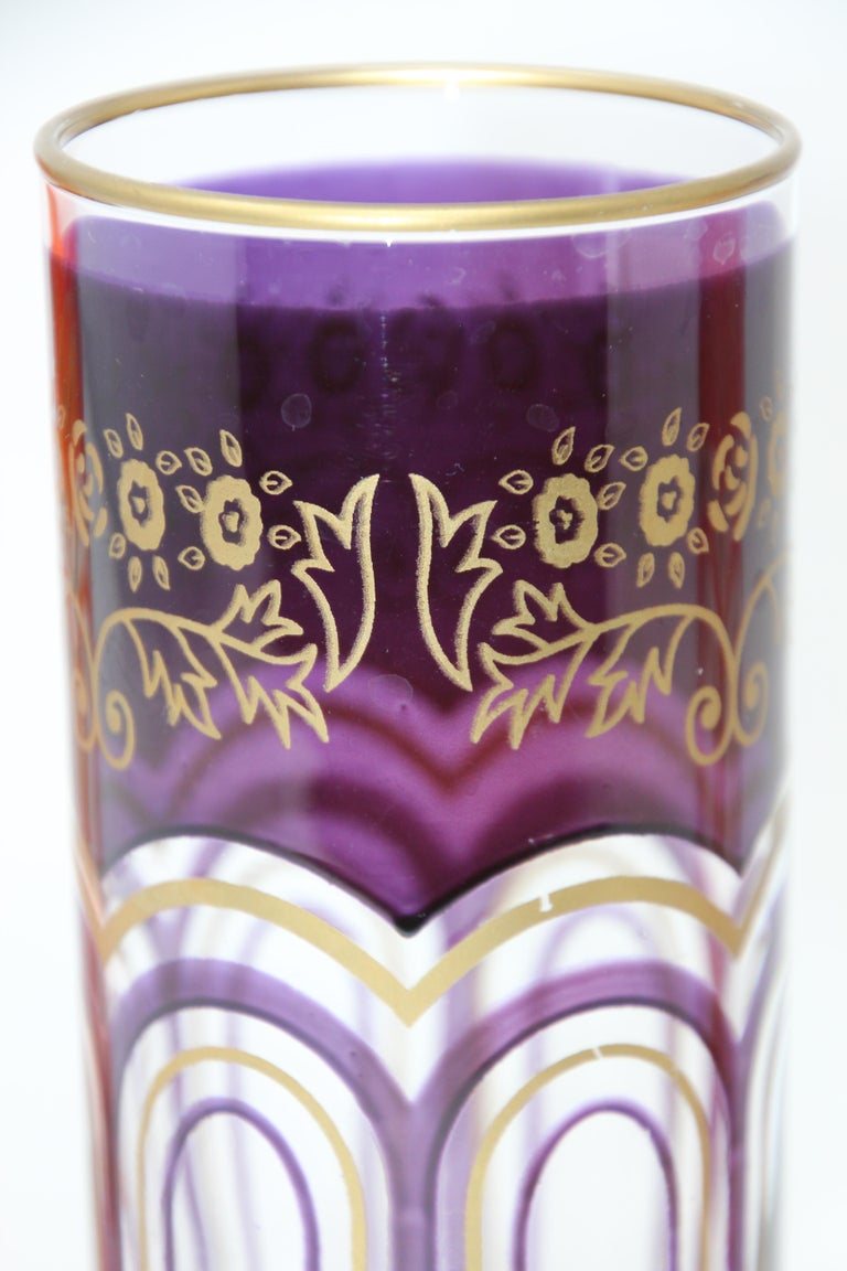 Set of Three Glass Vases with Moorish Alhambra Design For Sale at 1stDibs