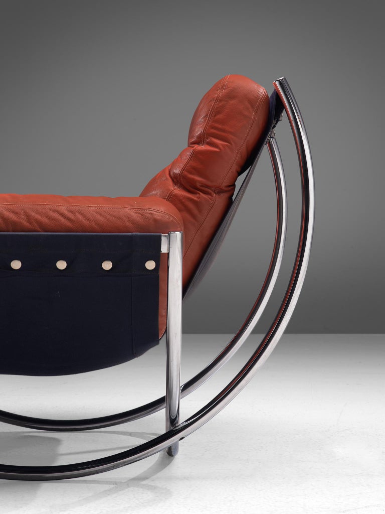 'Wilo' Lounge Chair in Red Leather by Lennart Bender For Sale at ...