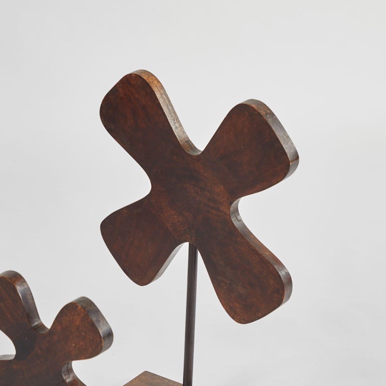 Set of Three Wooden Elements on Stands at 1stDibs