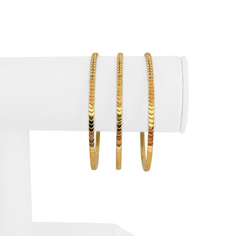Set of Three Yellow Gold Solid Heavy Scalloped Bangle Bracelets For ...