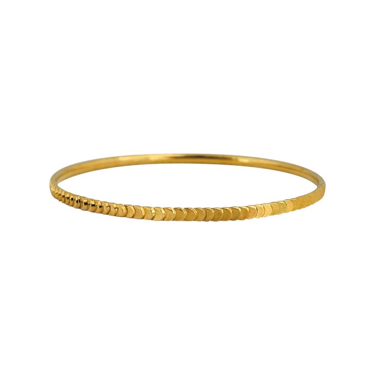 Set of Three Yellow Gold Solid Heavy Scalloped Bangle Bracelets For ...