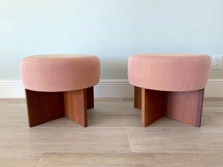 Set of Two Mid-Century Modern Stools in Mahogany, USA, 1950s at 1stDibs