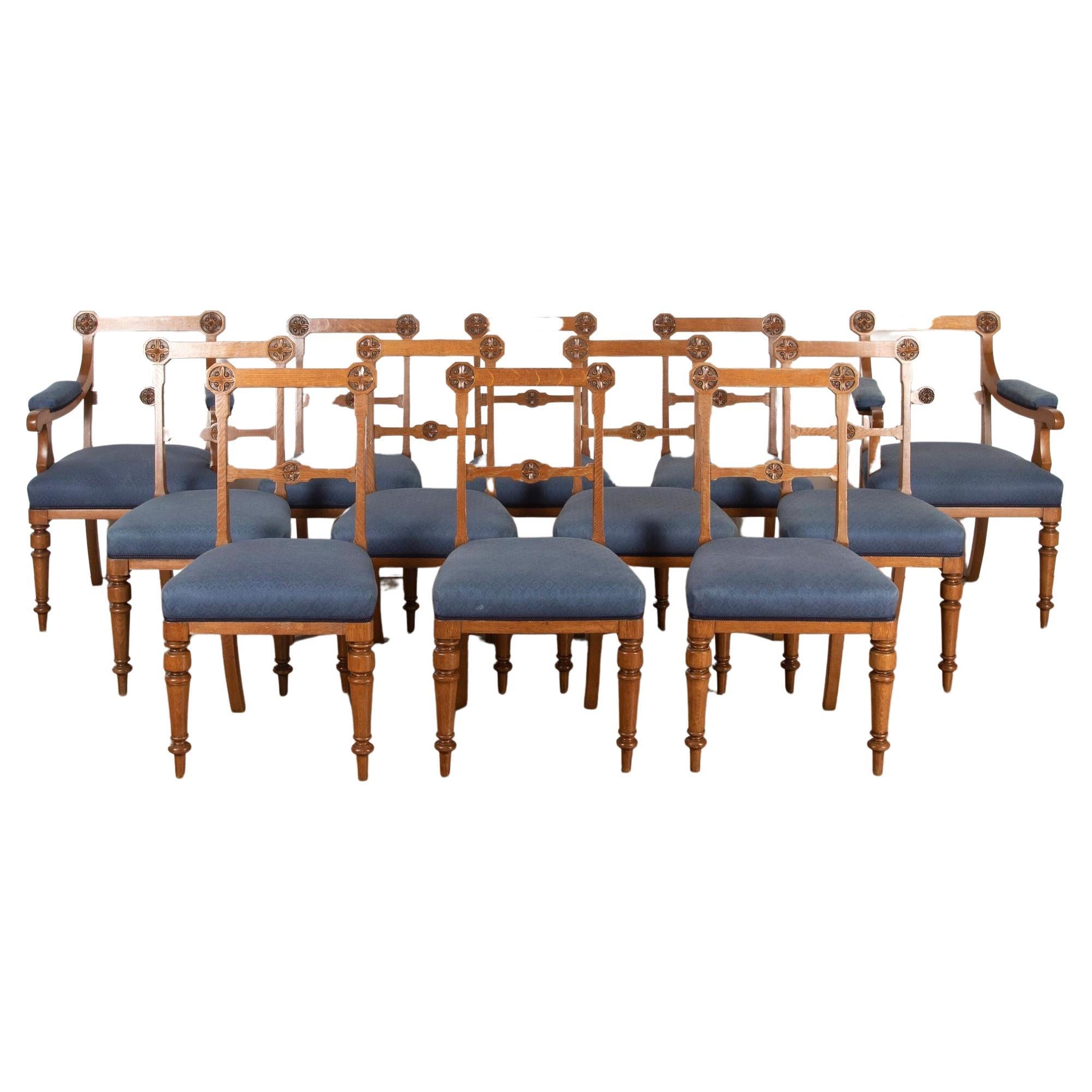 Set of Eight Oak Dining Chairs at 1stDibs
