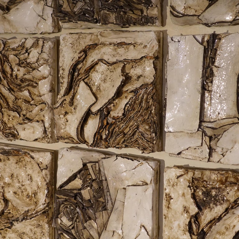 Set of Twelve Abstract Ivory Glazed Ceramic Wall Decorative Art, Italy ...