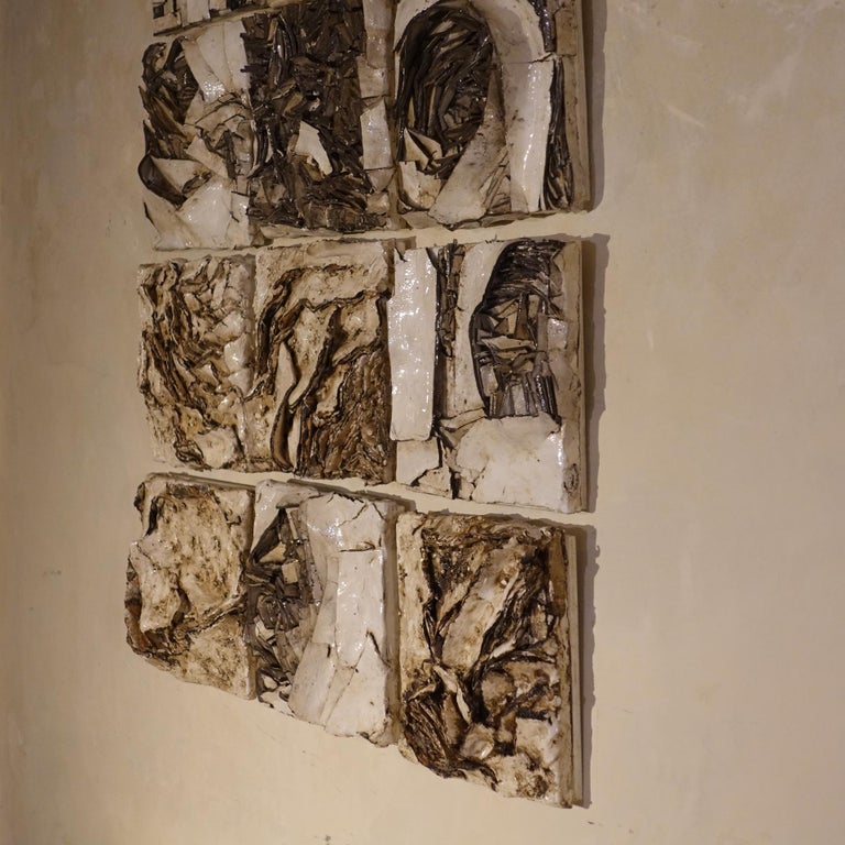 Set of Twelve Abstract Ivory Glazed Ceramic Wall Decorative Art, Italy ...