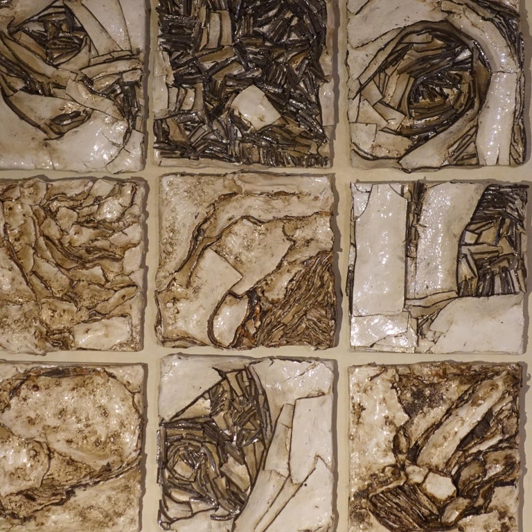 Set of Twelve Abstract Ivory Glazed Ceramic Wall Decorative Art, Italy ...