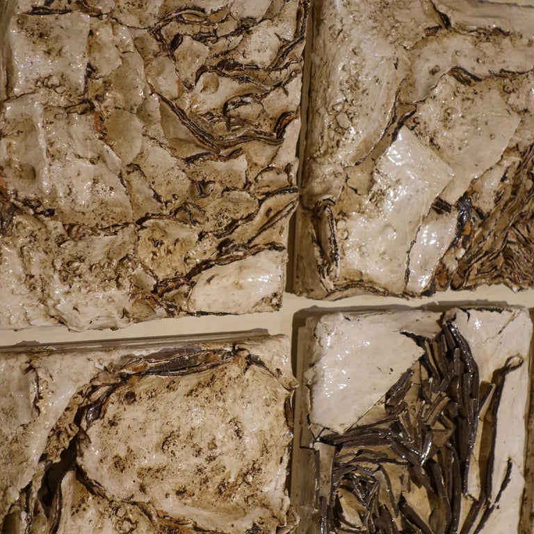 Set of Twelve Abstract Ivory Glazed Ceramic Wall Decorative Art, Italy ...