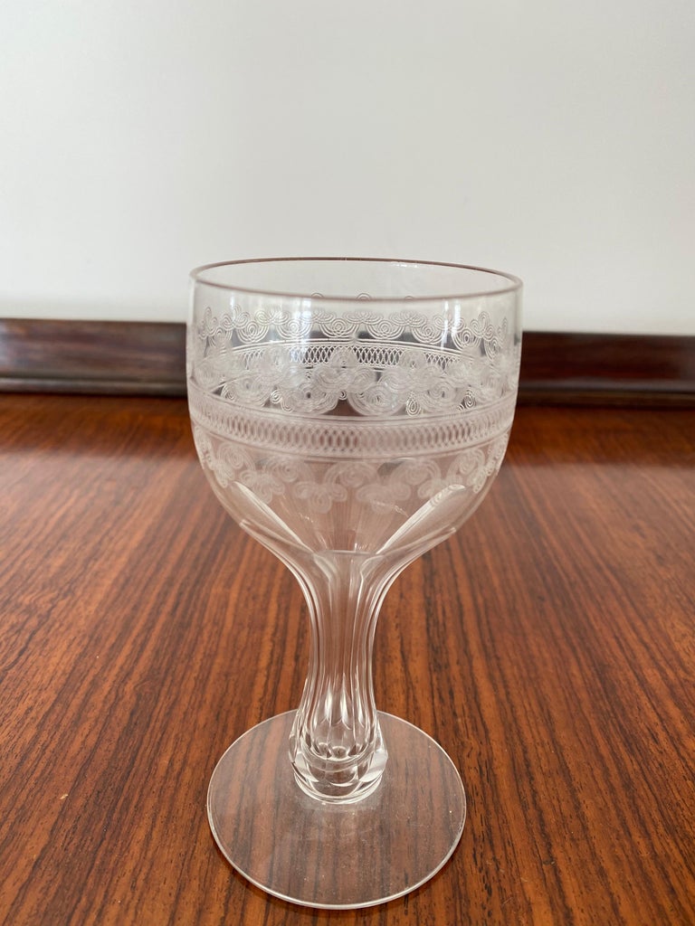 Set of Twelve Antique Etched Glasses For Sale at 1stDibs