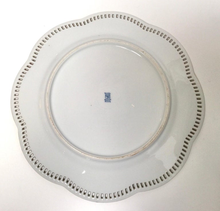 Set of Twelve Bavarian Reticulated Plates Decorated with Birds and ...