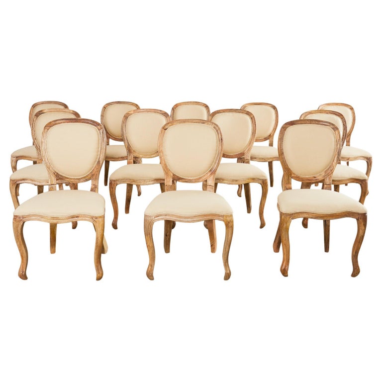 Set of Twelve Country French Provincial Style Hardwood Dining Chairs ...