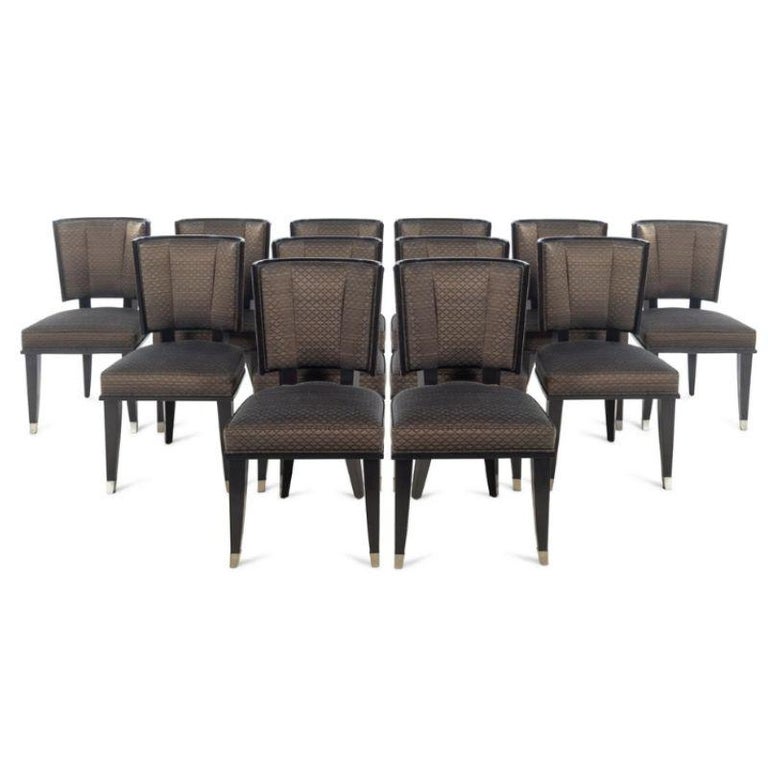 Set of Twelve Deco Style Dining Chairs with Curved Channel Back For ...