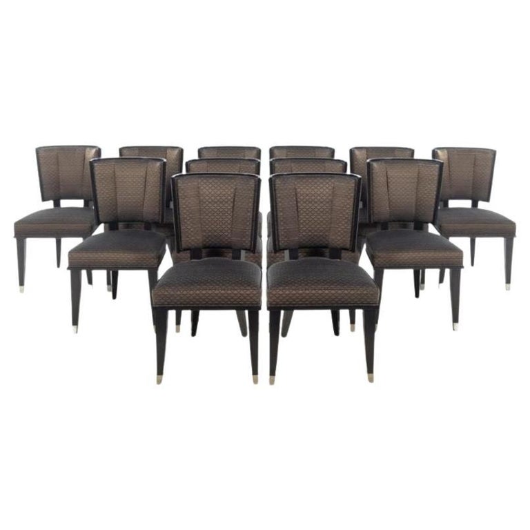 Set of Twelve Deco Style Dining Chairs with Curved Channel Back For ...