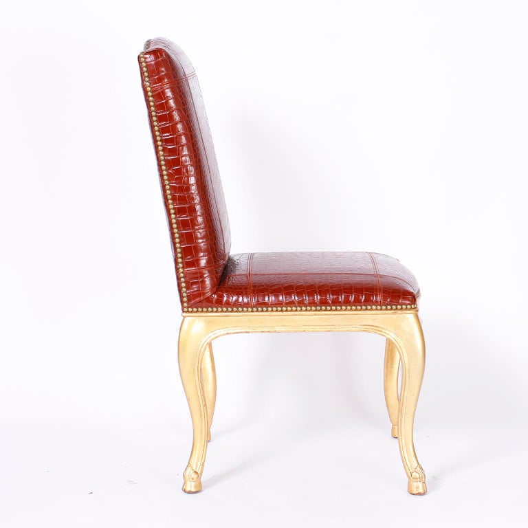 Set of Twelve Dining Chairs with Faux Alligator Upholstery by Ralph ...