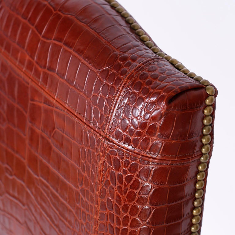 Set of Twelve Dining Chairs with Faux Alligator Upholstery by Ralph ...