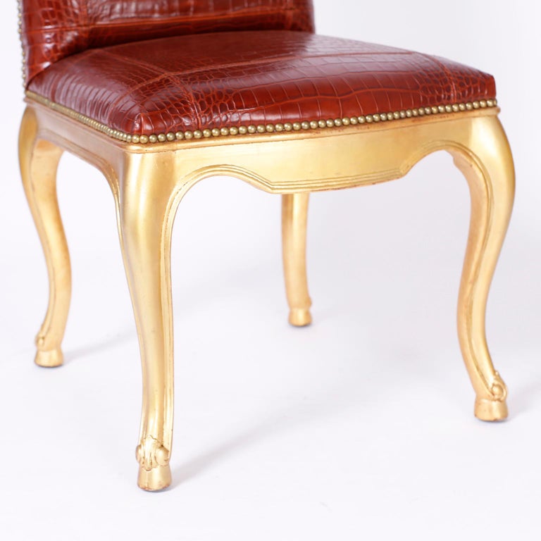 Set of Twelve Dining Chairs with Faux Alligator Upholstery by Ralph ...