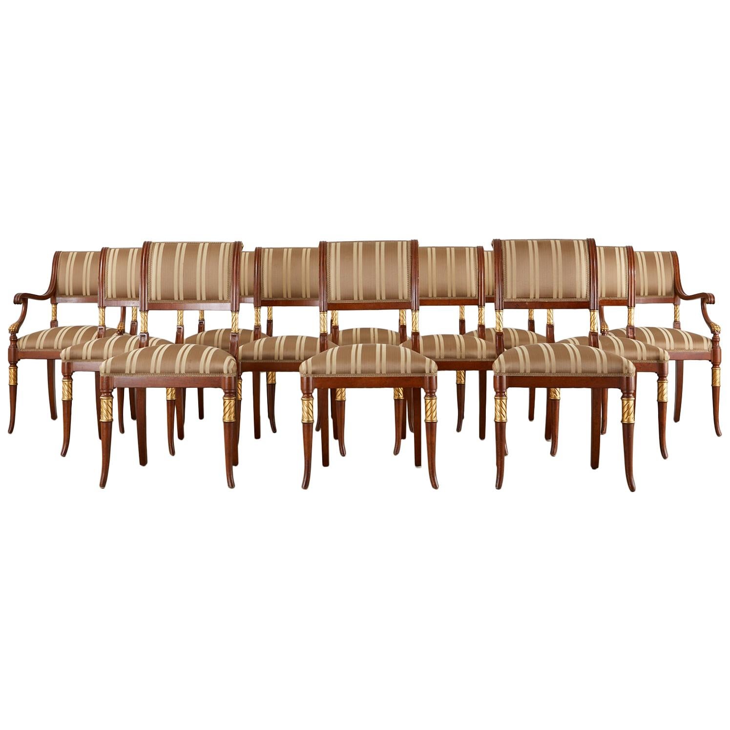 Set of Twelve English Regency Style Mahogany Dining Chairs at 1stDibs