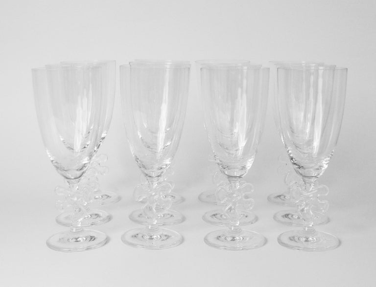 Set of twelve fun and elegant Marc Aurel water glasses with jigsaw stem ...