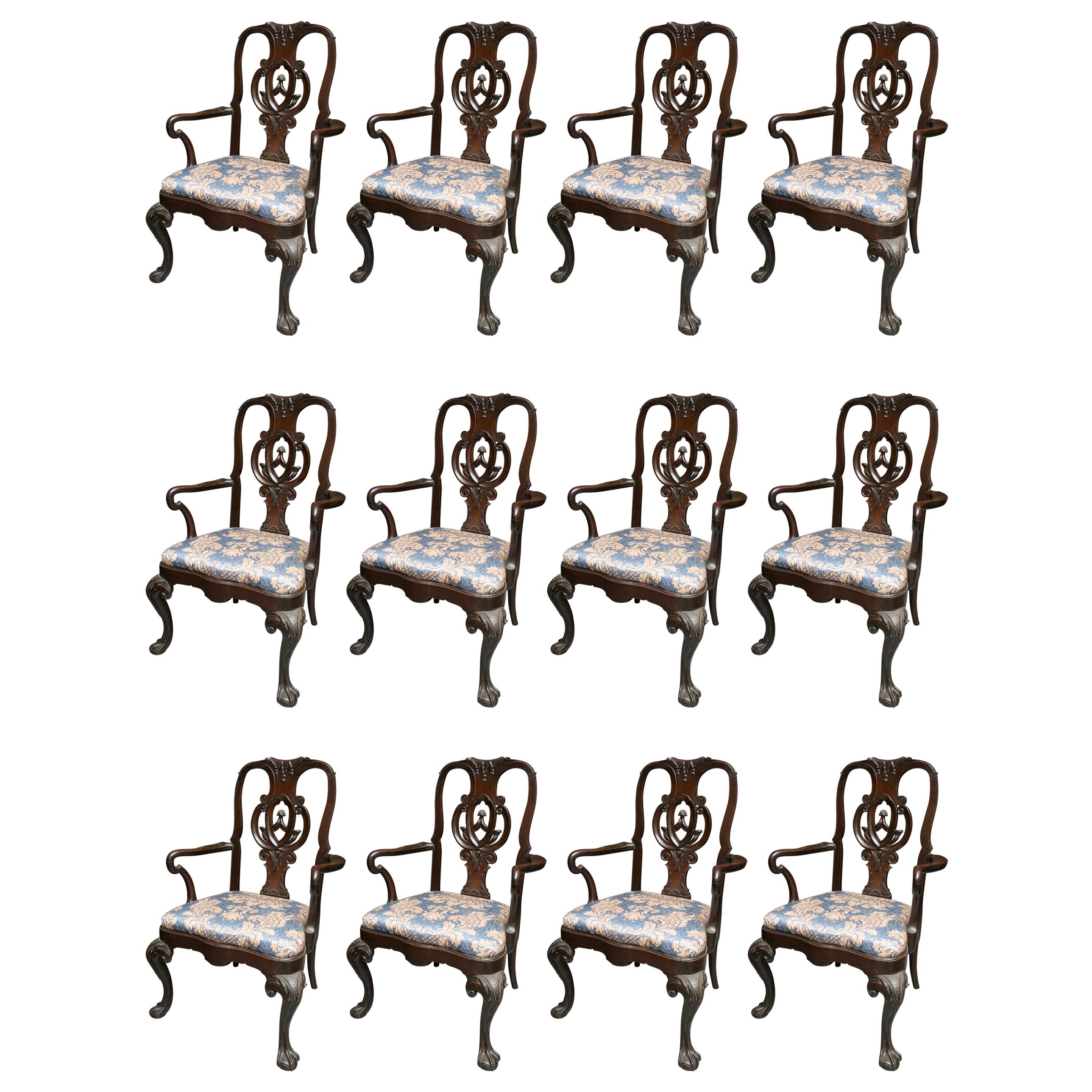 Set of 12 George I Style High Back Dining Chairs Gill and Reigate ...
