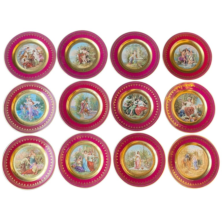 Set of Twelve Late 19th Century Royal Vienna Plates For Sale at 1stDibs