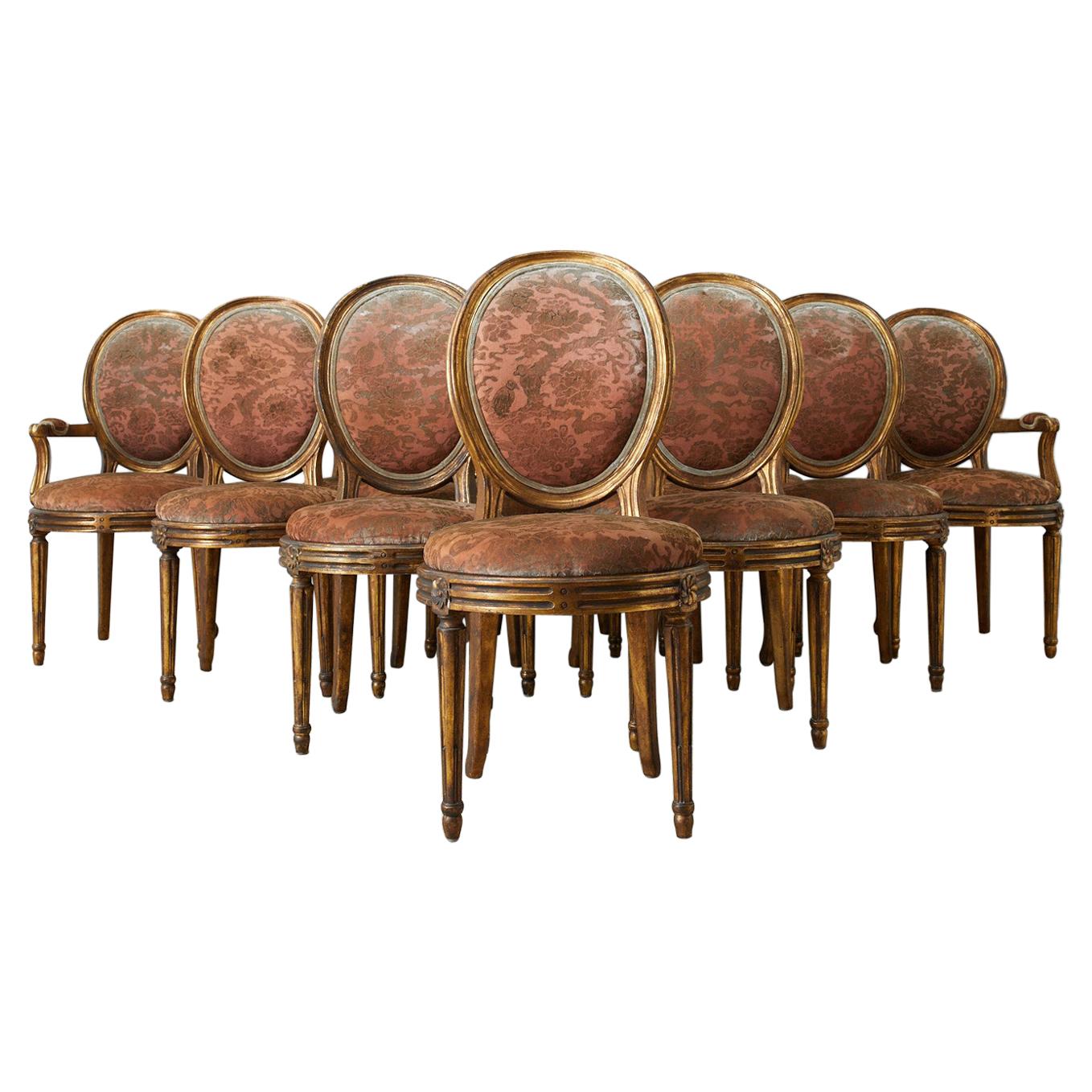 Set of Twelve Louis XVI Style Giltwood Dining Chairs at 1stDibs