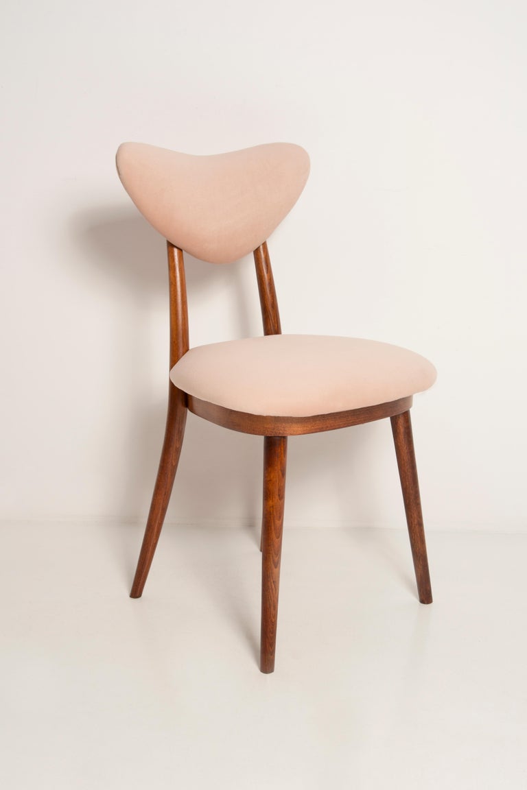 Set of Twelve Mid Century Light Pink Velvet Heart Chairs, Europe, 1960s ...