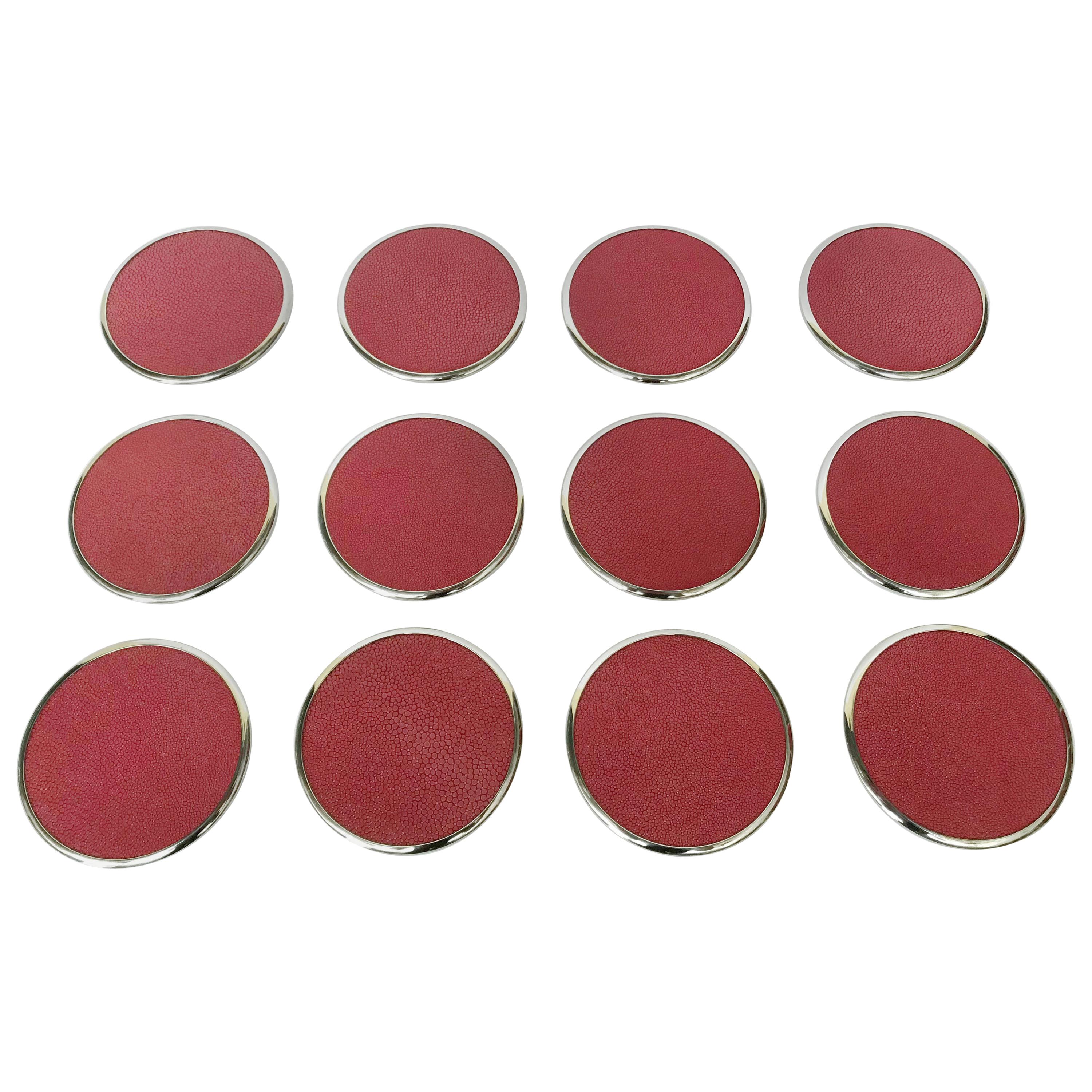 Contemporary Italian Woven Beige Leather Riviere Coaster Set at 1stDibs