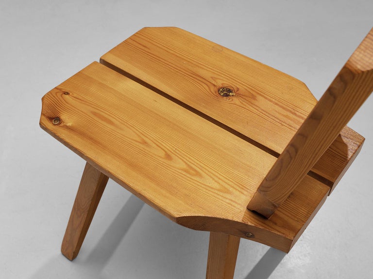 Set of Twelve Sculpted Dining Chairs in Solid Pine For Sale at 1stDibs