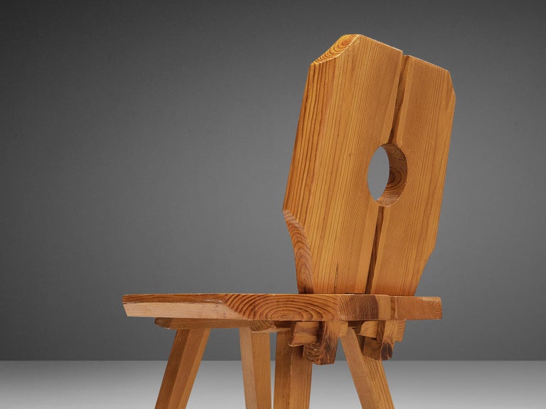 Set of Twelve Sculpted Dining Chairs in Solid Pine For Sale at 1stDibs