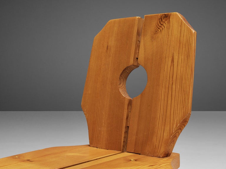 Set of Twelve Sculpted Dining Chairs in Solid Pine For Sale at 1stDibs