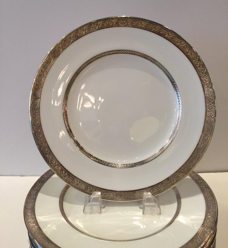 Set of Twelve Sterling Silver Overlay Dinner/Service Plates, England ...
