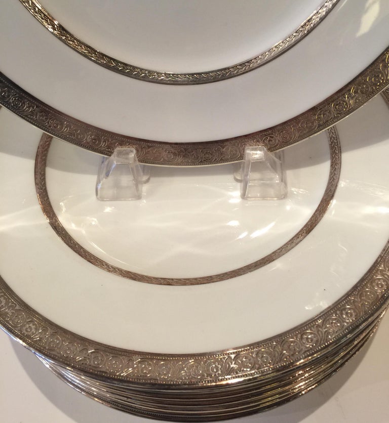 Set of Twelve Sterling Silver Overlay Dinner/Service Plates, England ...