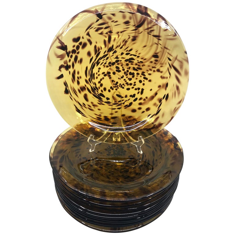 Set of Twelve Faux Tortoise Murano Glass Plates at 1stDibs | tortoise ...