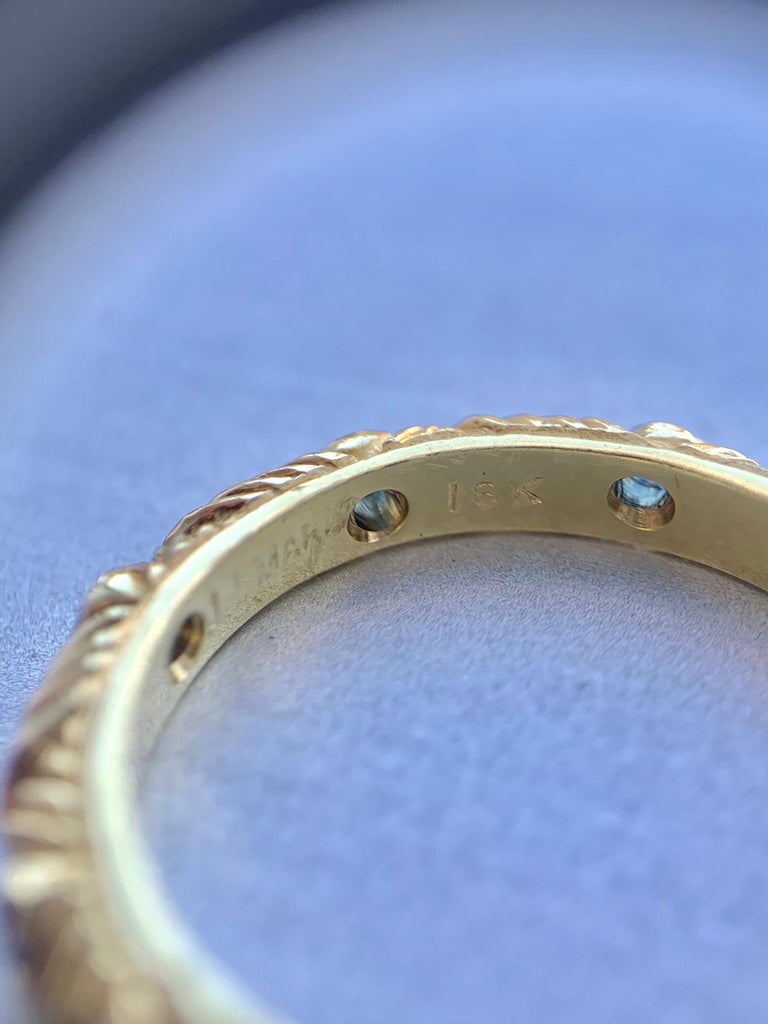 Set of Two 18 Karat JJ Marco Gemstone and Diamond Stackable Rings at ...