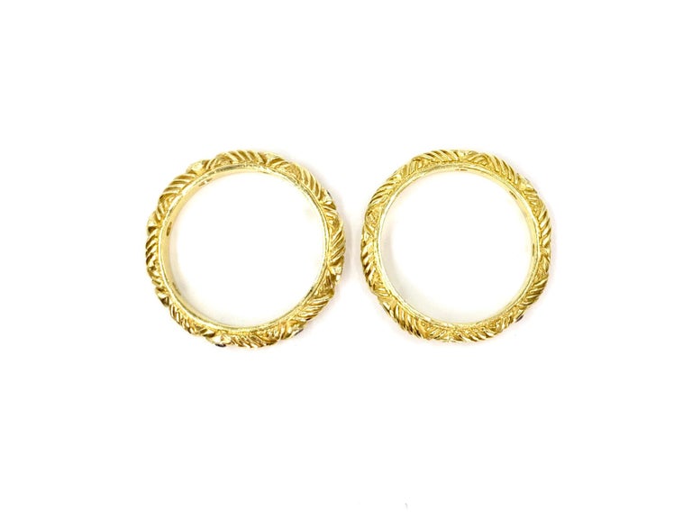 Set of Two 18 Karat JJ Marco Gemstone and Diamond Stackable Rings at ...