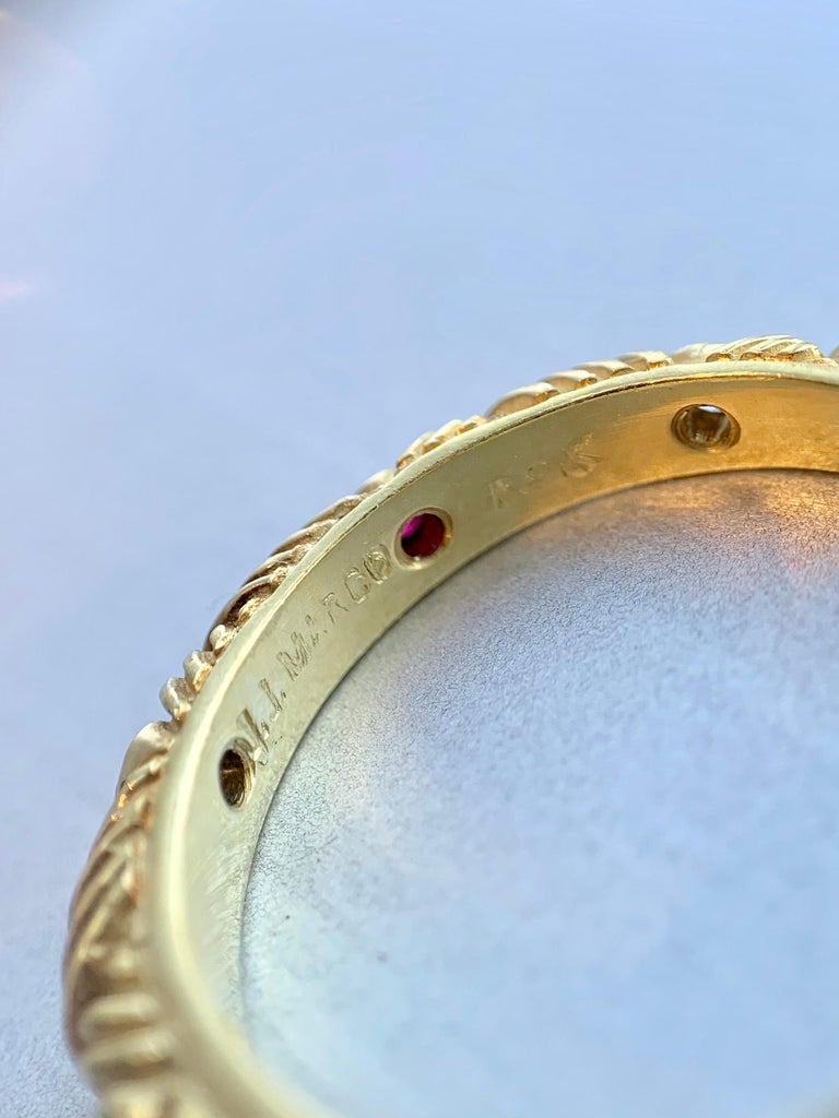 Set of Two 18 Karat JJ Marco Gemstone and Diamond Stackable Rings at ...