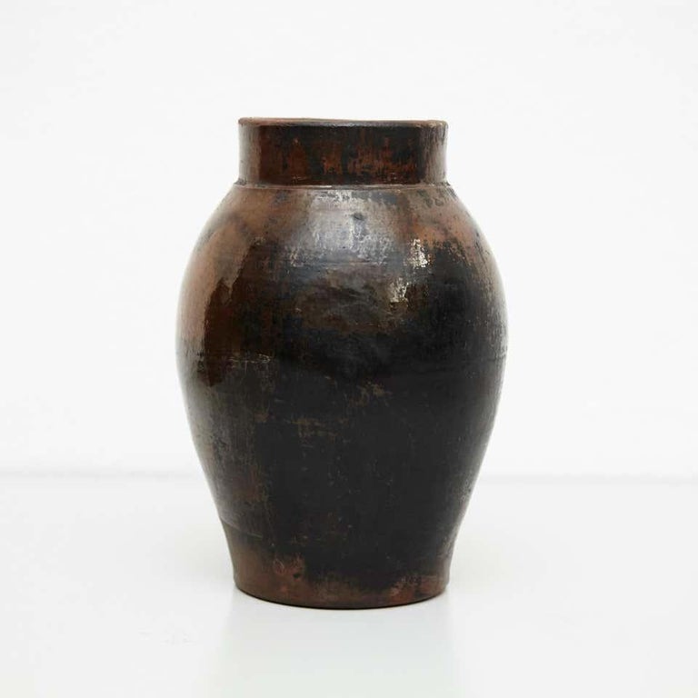 Set of Two 19th Century Hand Painted Rustic Popular Traditional Ceramic ...