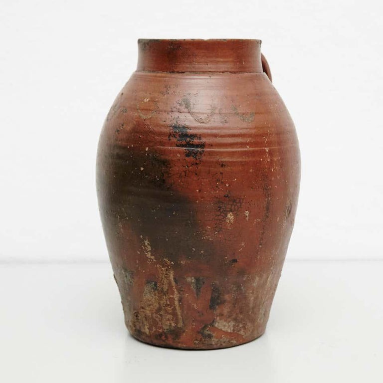 Set of Two 19th Century Hand Painted Rustic Popular Traditional Ceramic ...