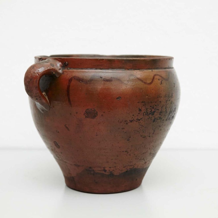 Set of Two 19th Century Hand Painted Rustic Popular Traditional Ceramic ...