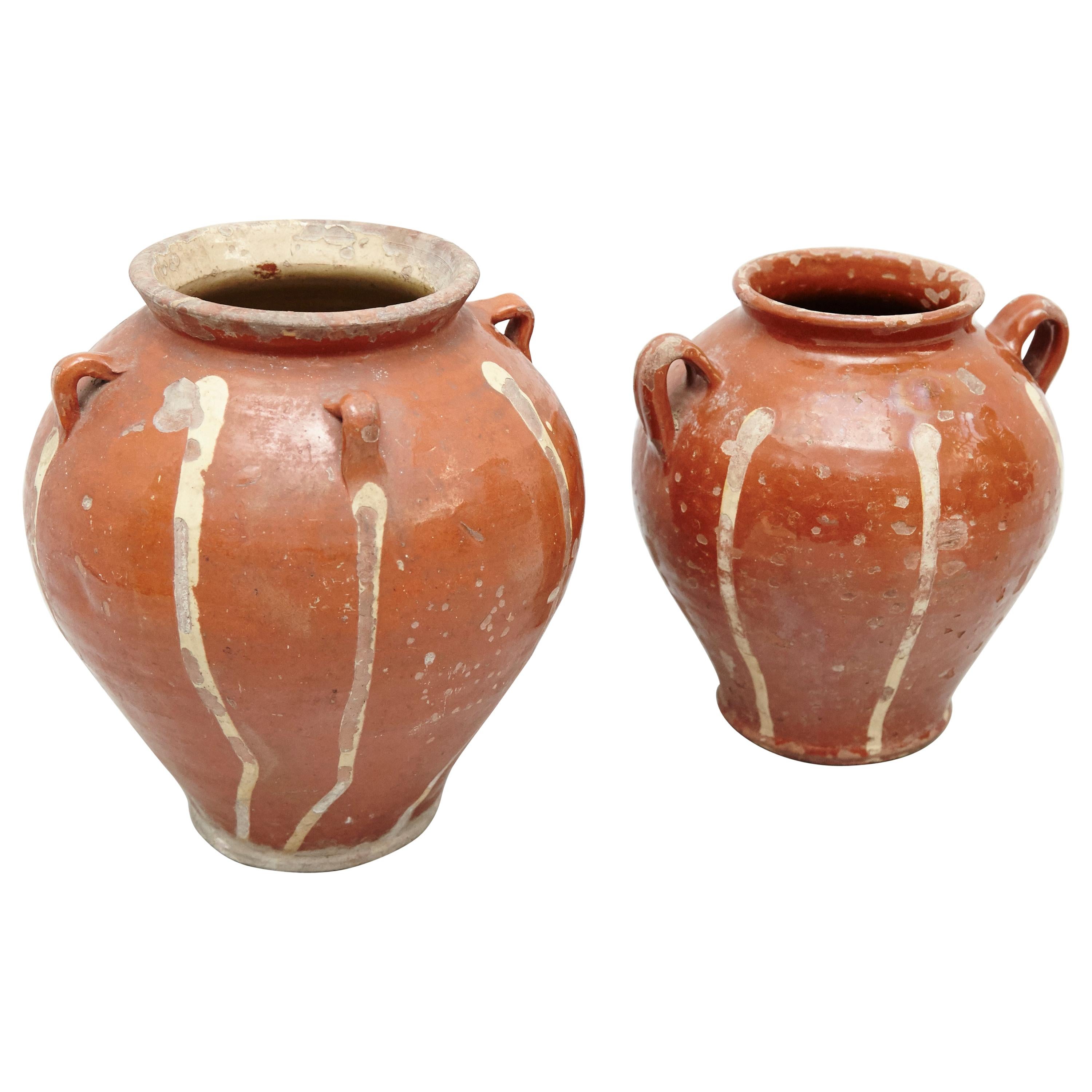 Traditional Rustic Hand Painted Ceramic Vase For Sale at 1stDibs