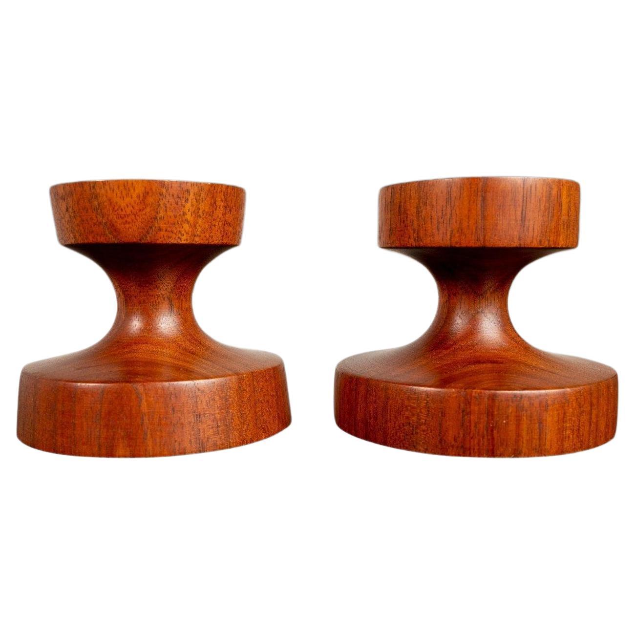 Set of Two '2' Danish Mid-Century Modern Candlestick Holders in Walnut ...