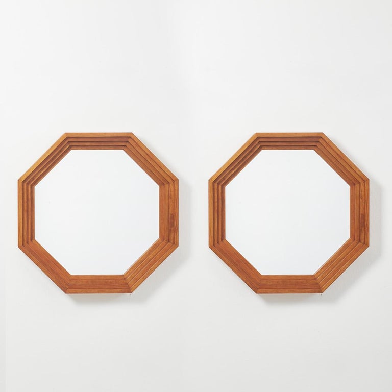 Set of Two 20th Century Italian Geometric Wooden Mirrors For Sale at ...