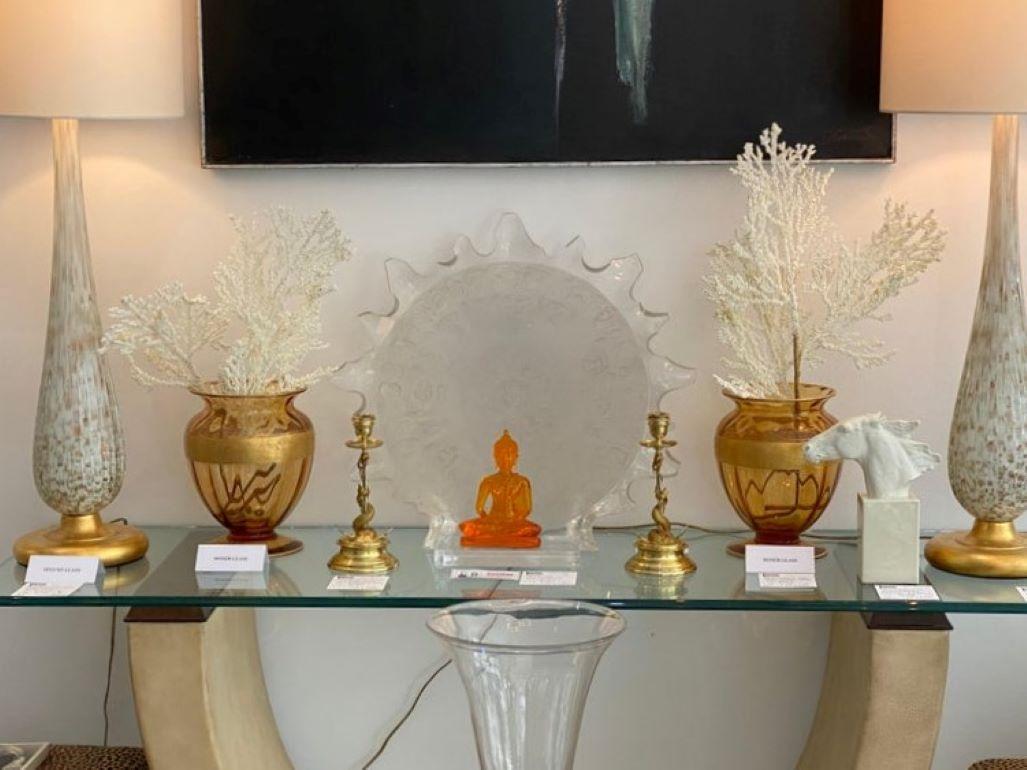 Set of Two Amber Colored Vases by Moser Glassworks at 1stDibs