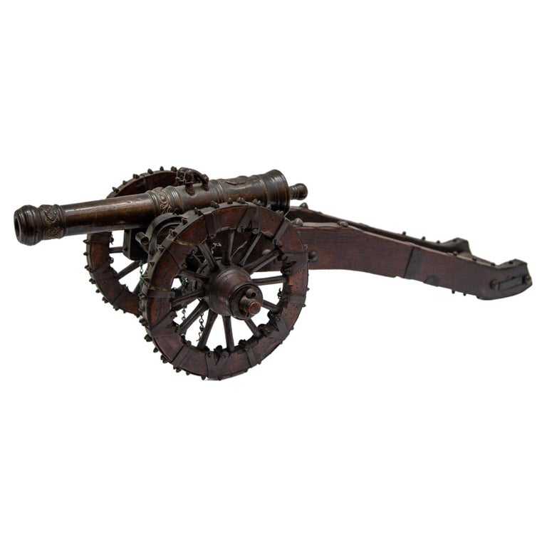 Set of two Antique 17th Century Bronze Model Cannons, 1653 Dutch Golden ...