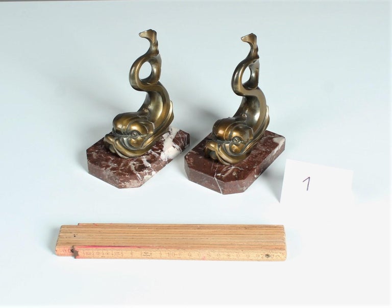 Set of Two Antique Bookends, Signed by the Artist Franjou, France, Art ...