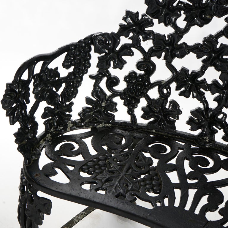 Set of Two Antique Cast Iron Grape and Leaf Garden Benches, Painted ...
