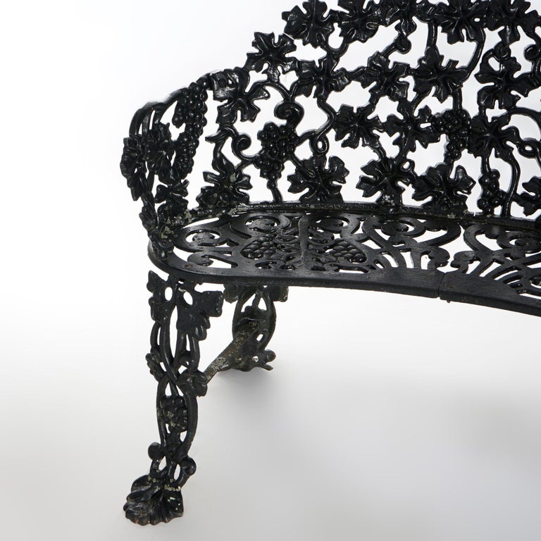 Set of Two Antique Cast Iron Grape and Leaf Garden Benches, Painted ...